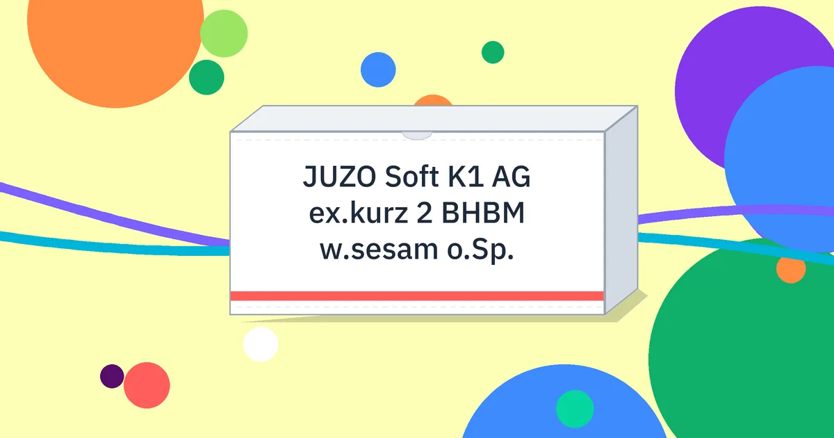Symbolbild: Packung mit der Aufschrift JUZO Soft K1 AG ex.kurz 2 BHBM w.sesam o.Sp. (PZN 14866157) – Verfügbarkeit und Bezug in Apotheken in Frankfurt am Main