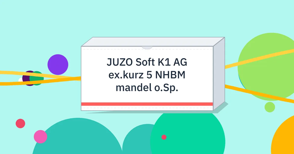 Symbolbild: Packung mit der Aufschrift JUZO Soft K1 AG ex.kurz 5 NHBM mandel o.Sp. (PZN 15000945) – Verfügbarkeit und Bezug in Apotheken in Frankfurt am Main