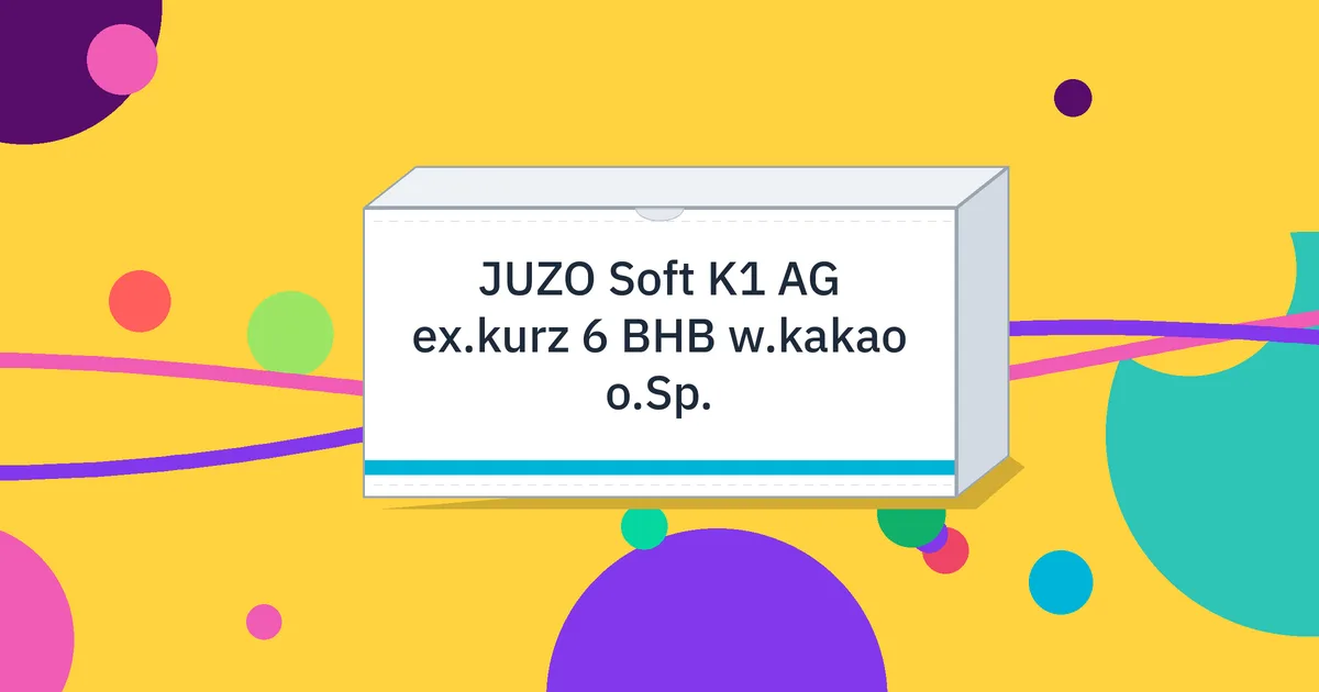 Symbolbild: Packung mit der Aufschrift JUZO Soft K1 AG ex.kurz 6 BHB w.kakao o.Sp. (PZN 14840442) – Verfügbarkeit und Bezug in Apotheken in Frankfurt am Main