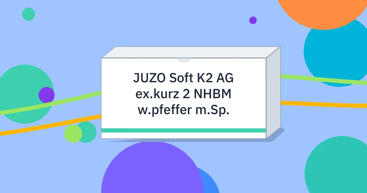 Symbolbild: Packung mit der Aufschrift JUZO Soft K2 AG ex.kurz 2 NHBM w.pfeffer m.Sp. (PZN 15021781) – Verfügbarkeit und Bezug in Apotheken in Frankfurt am Main