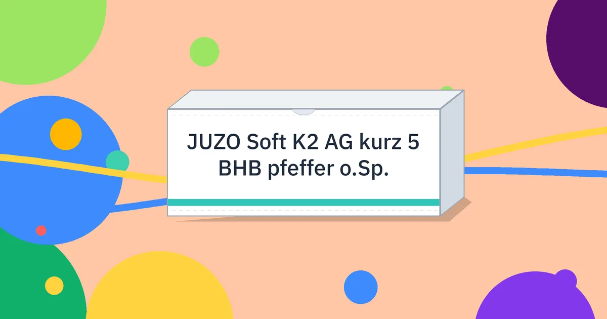 Symbolbild: Packung mit der Aufschrift JUZO Soft K2 AG kurz 5 BHB pfeffer o.Sp. (PZN 14826620) – Verfügbarkeit und Bezug in Apotheken in Frankfurt am Main