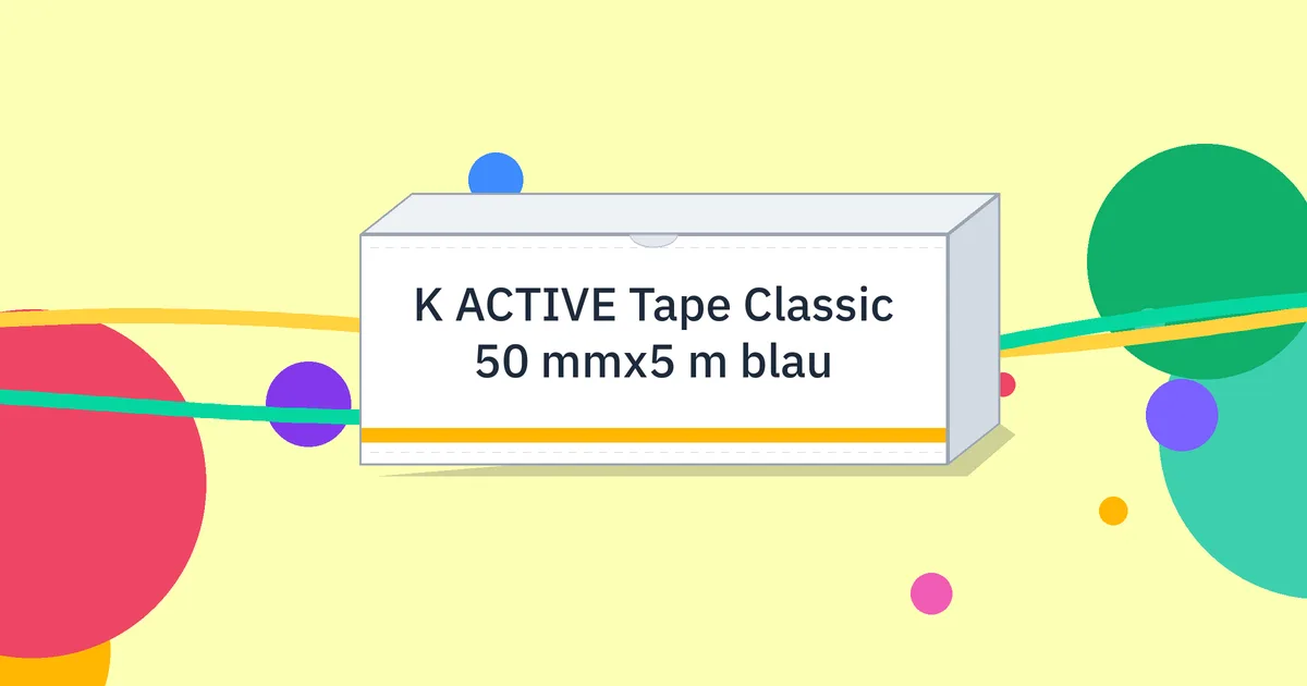 Symbolbild: Packung mit der Aufschrift K ACTIVE Tape Classic 50 mmx5 m blau (PZN 06936197) – Verfügbarkeit und Bezug in Apotheken in Frankfurt am Main