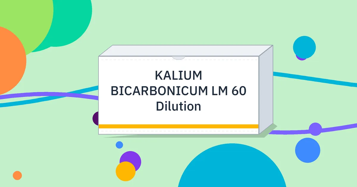 Symbolbild: Packung mit der Aufschrift KALIUM BICARBONICUM LM 60 Dilution (PZN 13783707) – Verfügbarkeit und Bezug in Apotheken in Frankfurt am Main