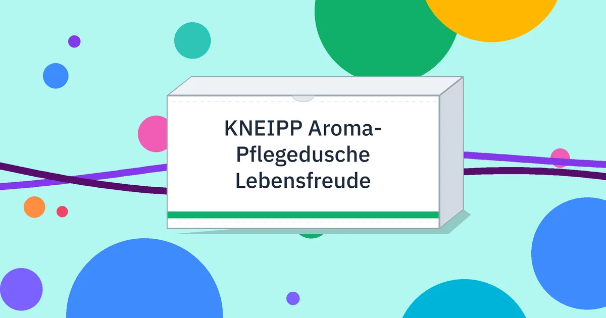 Symbolbild: Packung mit der Aufschrift KNEIPP Aroma-Pflegedusche Lebensfreude (PZN 13704369) – Verfügbarkeit und Bezug in Apotheken in Frankfurt am Main