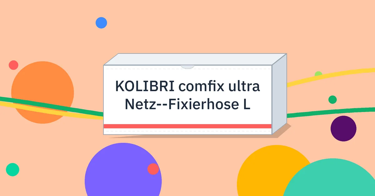 Symbolbild: Packung mit der Aufschrift KOLIBRI comfix ultra Netz--Fixierhose L (PZN 12498809) – Verfügbarkeit und Bezug in Apotheken in Frankfurt am Main