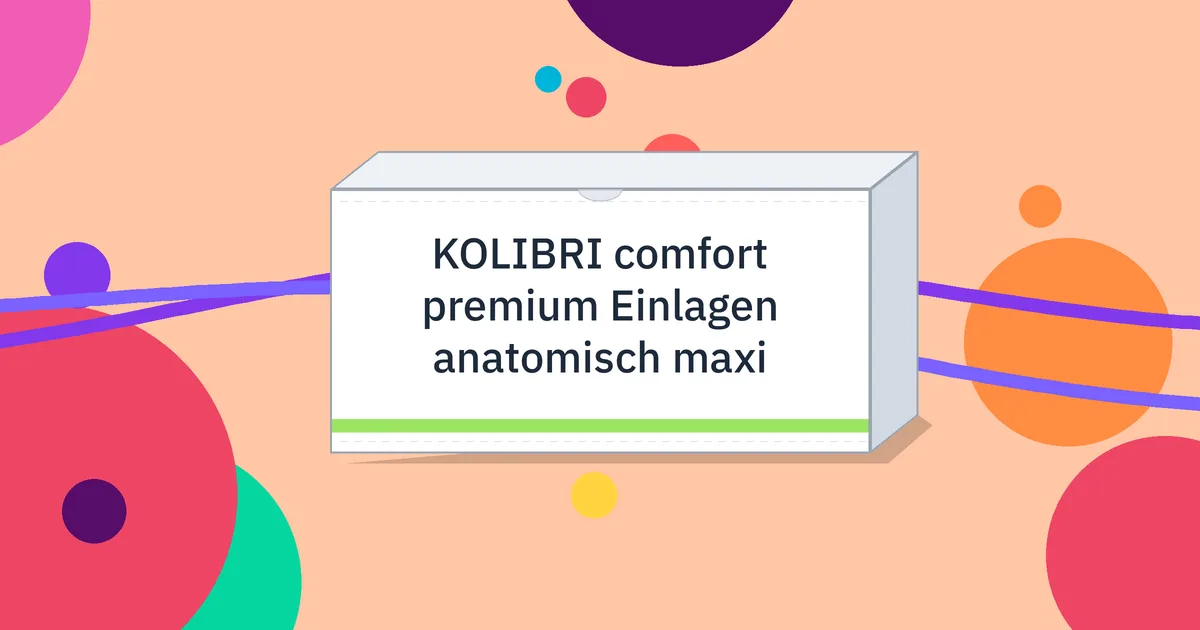 Symbolbild: Packung mit der Aufschrift KOLIBRI comfort premium Einlagen anatomisch maxi (PZN 18202520) – Verfügbarkeit und Bezug in Apotheken in Frankfurt am Main