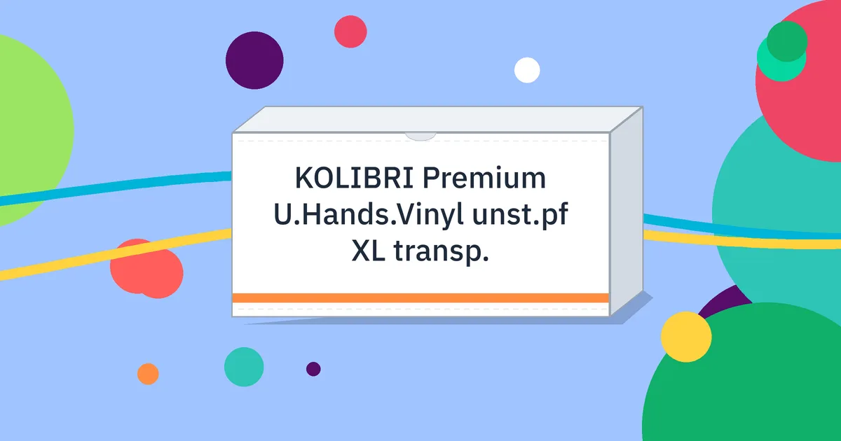Symbolbild: Packung mit der Aufschrift KOLIBRI Premium U.Hands.Vinyl unst.pf XL transp. (PZN 15199183) – Verfügbarkeit und Bezug in Apotheken in Frankfurt am Main