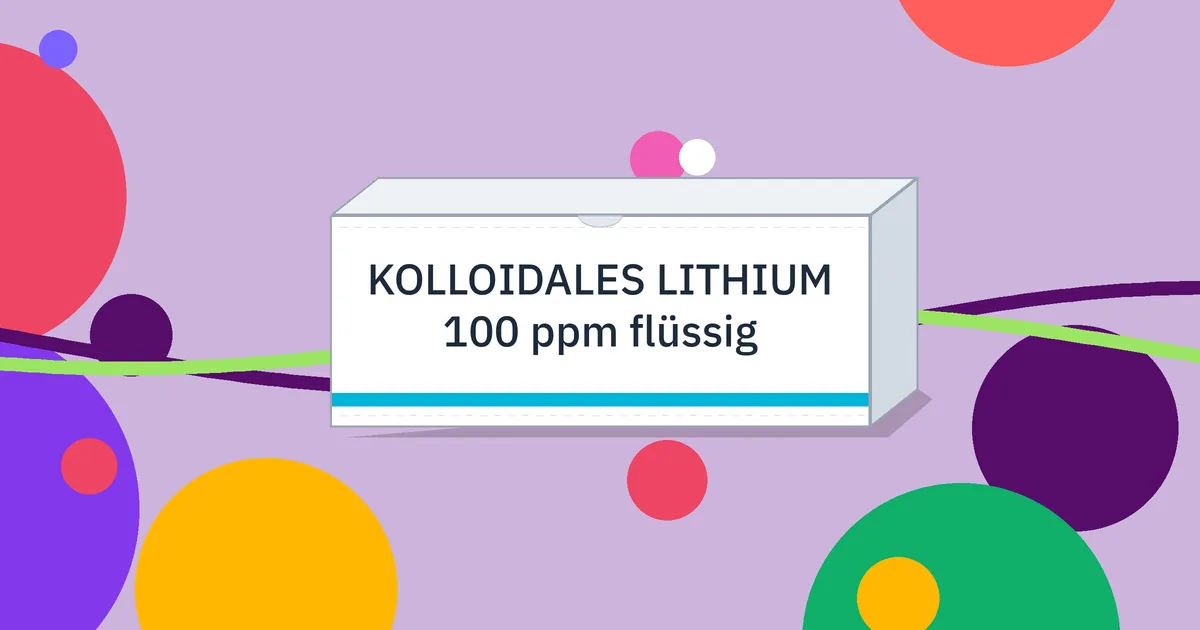 Symbolbild: Packung mit der Aufschrift KOLLOIDALES LITHIUM 100 ppm flüssig (PZN 19764616) – Verfügbarkeit und Bezug in Apotheken in Frankfurt am Main