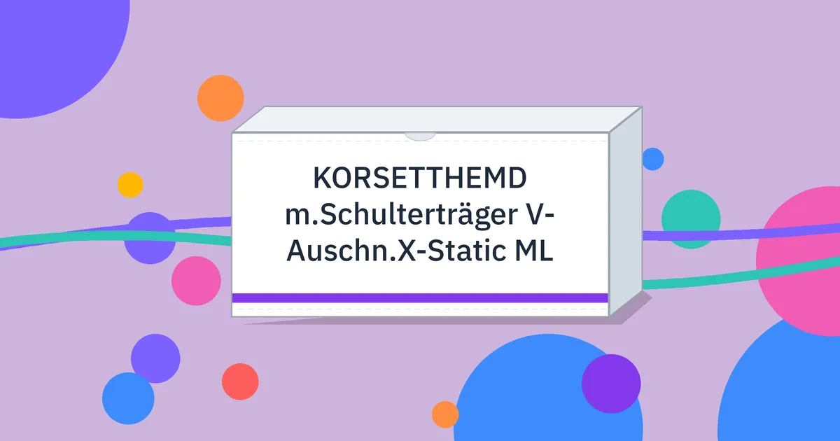 Symbolbild: Packung mit der Aufschrift KORSETTHEMD m.Schulterträger V-Auschn.X-Static ML (PZN 09639672) – Verfügbarkeit und Bezug in Apotheken in Frankfurt am Main
