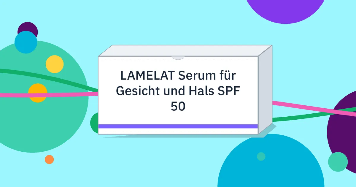 Symbolbild: Packung mit der Aufschrift LAMELAT Serum für Gesicht und Hals SPF 50 (PZN 11074800) – Verfügbarkeit und Bezug in Apotheken in Frankfurt am Main