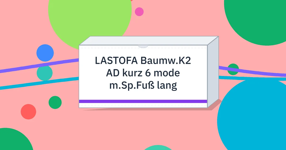 Symbolbild: Packung mit der Aufschrift LASTOFA Baumw.K2 AD kurz 6 mode m.Sp.Fuß lang (PZN 01945211) – Verfügbarkeit und Bezug in Apotheken in Frankfurt am Main