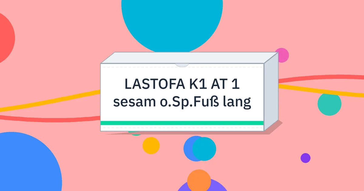 Symbolbild: Packung mit der Aufschrift LASTOFA K1 AT 1 sesam o.Sp.Fuß lang (PZN 14150660) – Verfügbarkeit und Bezug in Apotheken in Frankfurt am Main