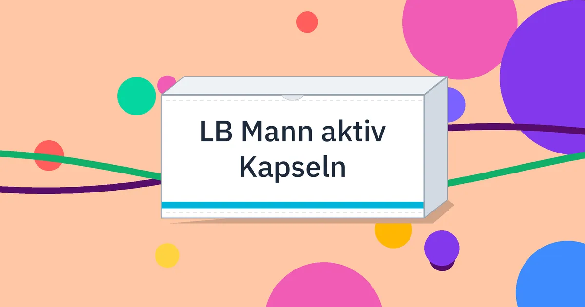Symbolbild: Packung mit der Aufschrift LB Mann aktiv Kapseln (PZN 20280148) – Verfügbarkeit und Bezug in Apotheken in Frankfurt am Main