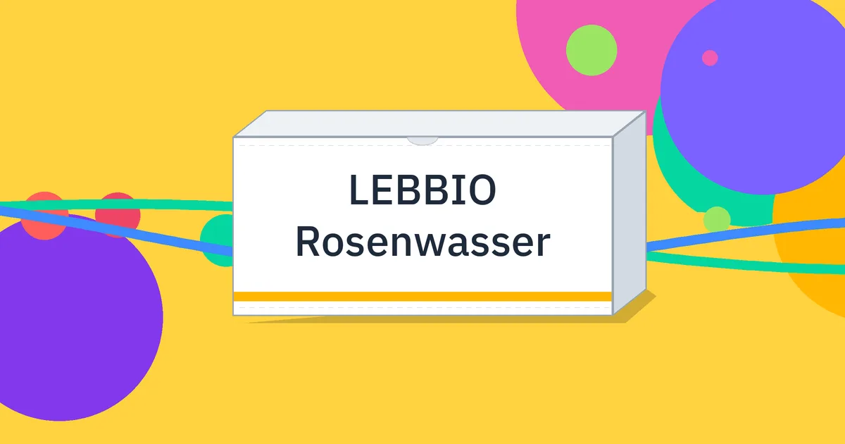 Symbolbild: Packung mit der Aufschrift LEBBIO Rosenwasser (PZN 19671984) – Verfügbarkeit und Bezug in Apotheken in Frankfurt am Main
