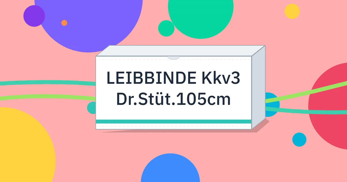 Symbolbild: Packung mit der Aufschrift LEIBBINDE Kkv3 Dr.Stüt.105cm (PZN 01731970) – Verfügbarkeit und Bezug in Apotheken in Frankfurt am Main