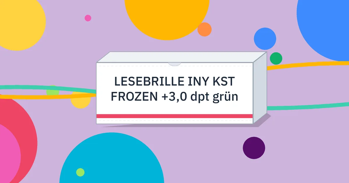 Symbolbild: Packung mit der Aufschrift LESEBRILLE INY KST FROZEN +3,0 dpt grün (PZN 19941490) – Verfügbarkeit und Bezug in Apotheken in Frankfurt am Main
