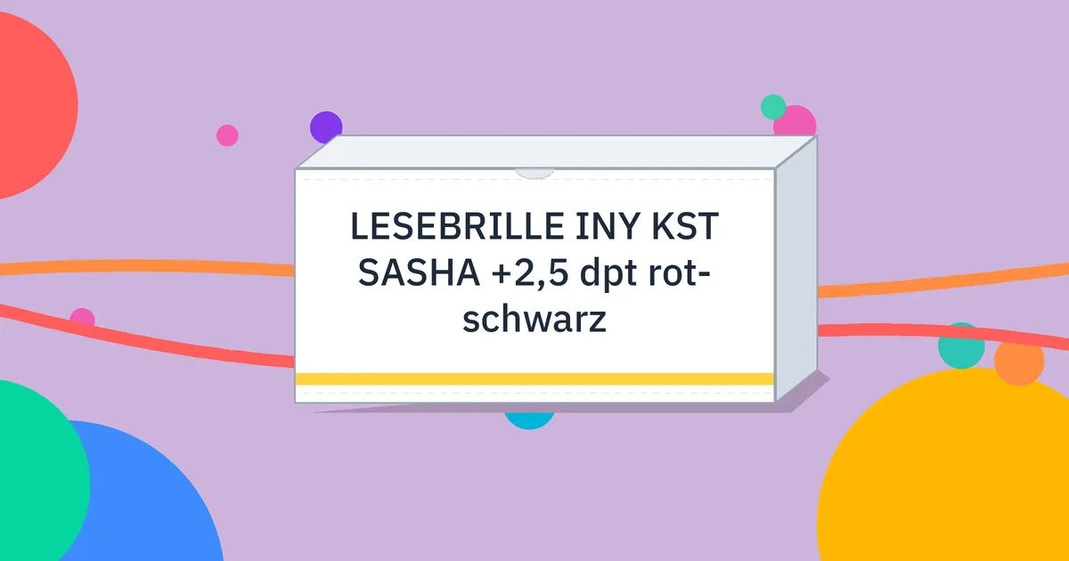 Symbolbild: Packung mit der Aufschrift LESEBRILLE INY KST SASHA +2,5 dpt rot-schwarz (PZN 19928667) – Verfügbarkeit und Bezug in Apotheken in Frankfurt am Main