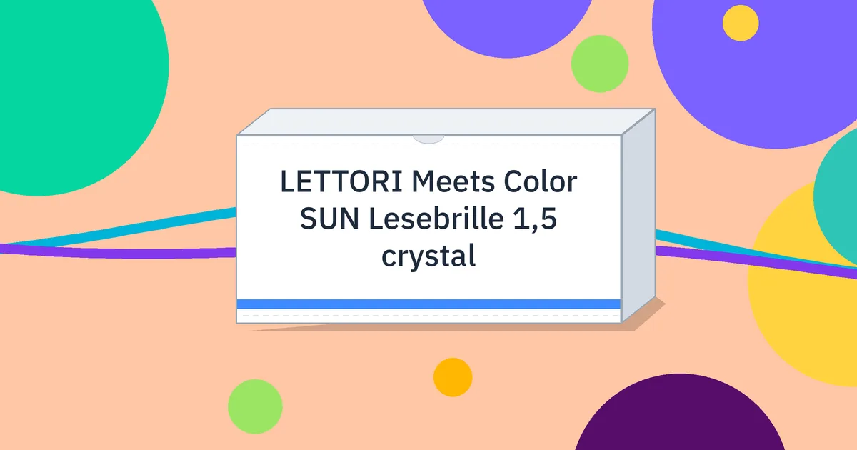 Symbolbild: Packung mit der Aufschrift LETTORI Meets Color SUN Lesebrille 1,5 crystal (PZN 11162846) – Verfügbarkeit und Bezug in Apotheken in Frankfurt am Main