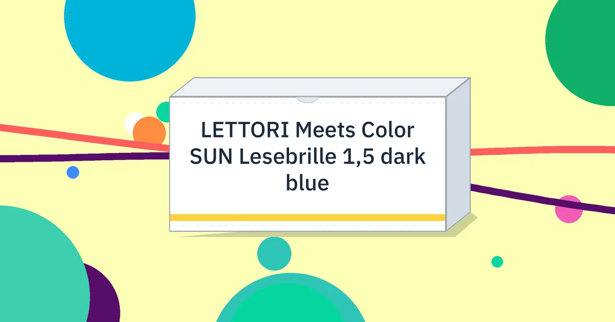 Symbolbild: Packung mit der Aufschrift LETTORI Meets Color SUN Lesebrille 1,5 dark blue (PZN 11162898) – Verfügbarkeit und Bezug in Apotheken in Frankfurt am Main
