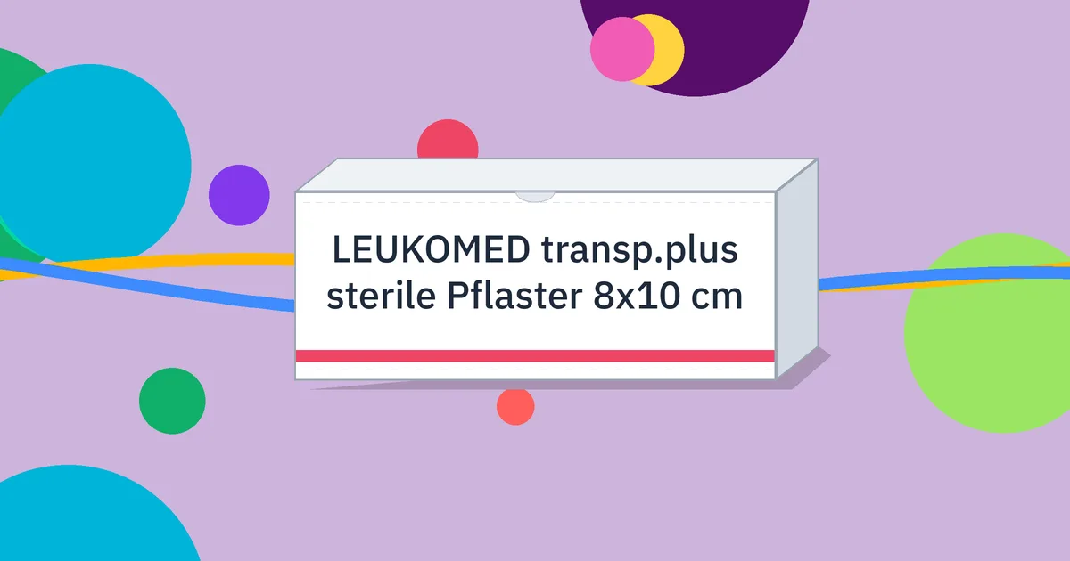 Symbolbild: Packung mit der Aufschrift LEUKOMED transp.plus sterile Pflaster 8x10 cm (PZN 18705994) – Verfügbarkeit und Bezug in Apotheken in Frankfurt am Main
