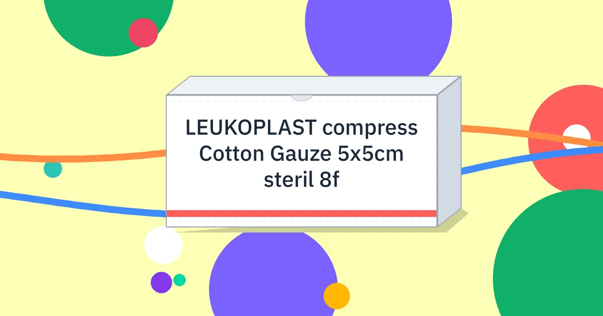 Symbolbild: Packung mit der Aufschrift LEUKOPLAST compress Cotton Gauze 5x5cm steril 8f (PZN 17208503) – Verfügbarkeit und Bezug in Apotheken in Frankfurt am Main