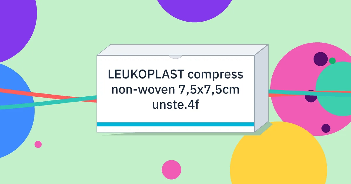 Symbolbild: Packung mit der Aufschrift LEUKOPLAST compress non-woven 7,5x7,5cm unste.4f (PZN 17207053) – Verfügbarkeit und Bezug in Apotheken in Frankfurt am Main