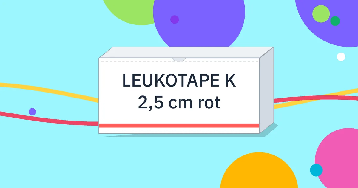 Symbolbild: Packung mit der Aufschrift LEUKOTAPE K 2,5 cm rot (PZN 12655485) – Verfügbarkeit und Bezug in Apotheken in Frankfurt am Main