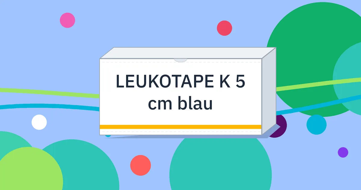 Symbolbild: Packung mit der Aufschrift LEUKOTAPE K 5 cm blau (PZN 01907423) – Verfügbarkeit und Bezug in Apotheken in Frankfurt am Main