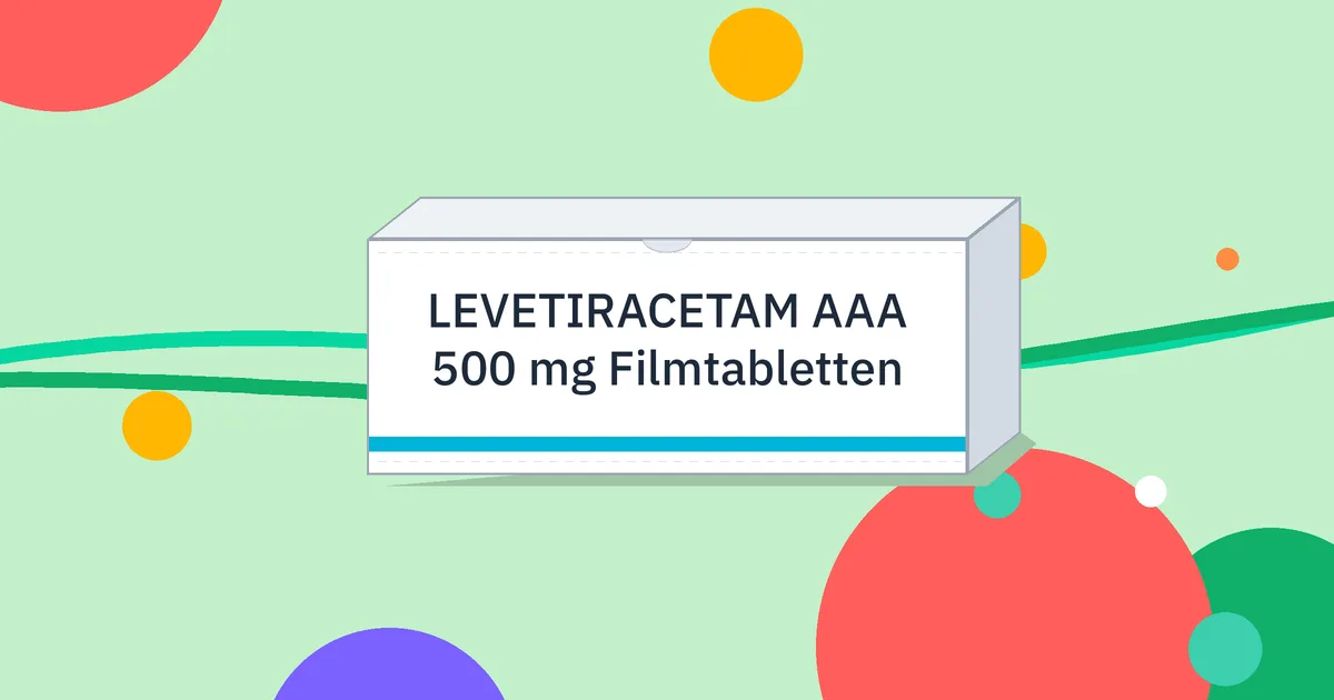 Symbolbild: Packung mit der Aufschrift LEVETIRACETAM AAA 500 mg Filmtabletten (PZN 09381564) – Verfügbarkeit und Bezug in Apotheken in Frankfurt am Main