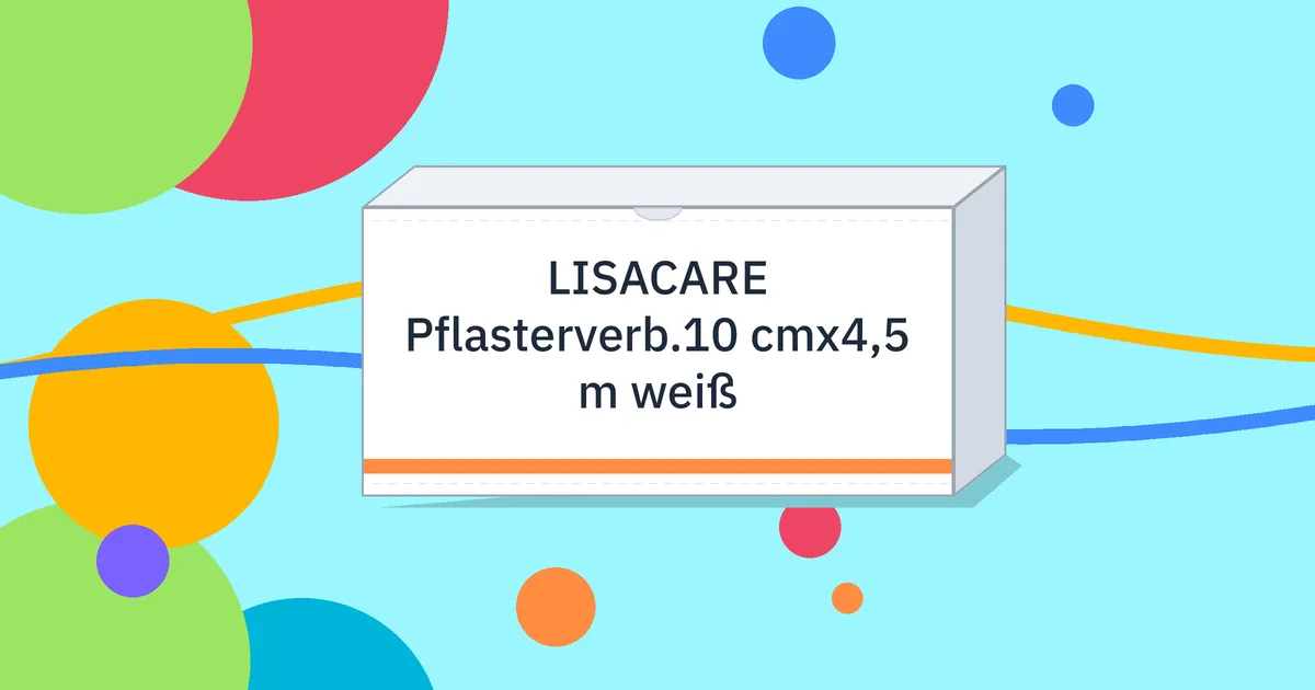 Symbolbild: Packung mit der Aufschrift LISACARE Pflasterverb.10 cmx4,5 m weiß (PZN 17893143) – Verfügbarkeit und Bezug in Apotheken in Frankfurt am Main