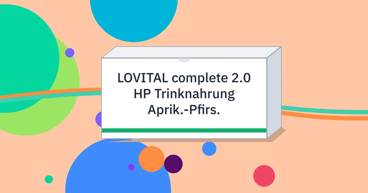 Symbolbild: Packung mit der Aufschrift LOVITAL complete 2.0 HP Trinknahrung Aprik.-Pfirs. (PZN 19442404) – Verfügbarkeit und Bezug in Apotheken in Frankfurt am Main