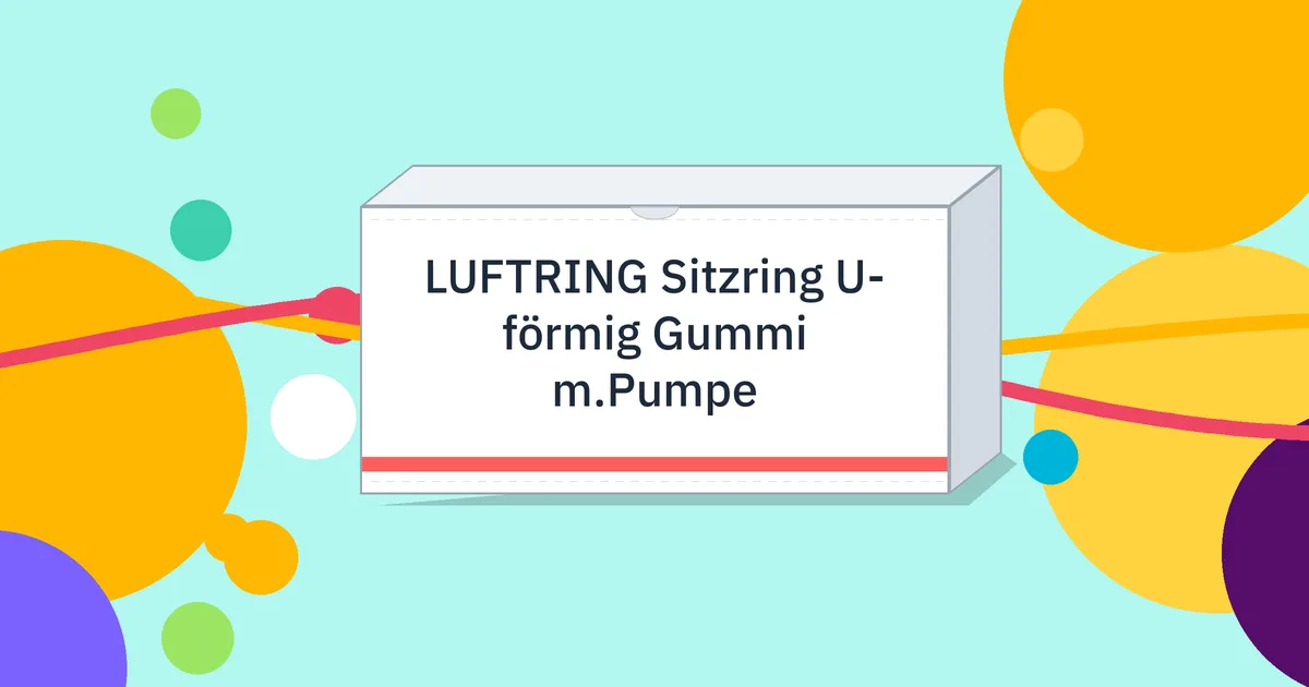 Symbolbild: Packung mit der Aufschrift LUFTRING Sitzring U-förmig Gummi m.Pumpe (PZN 11350269) – Verfügbarkeit und Bezug in Apotheken in Frankfurt am Main