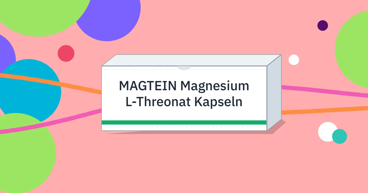 Symbolbild: Packung mit der Aufschrift MAGTEIN Magnesium L-Threonat Kapseln (PZN 19888005) – Verfügbarkeit und Bezug in Apotheken in Frankfurt am Main