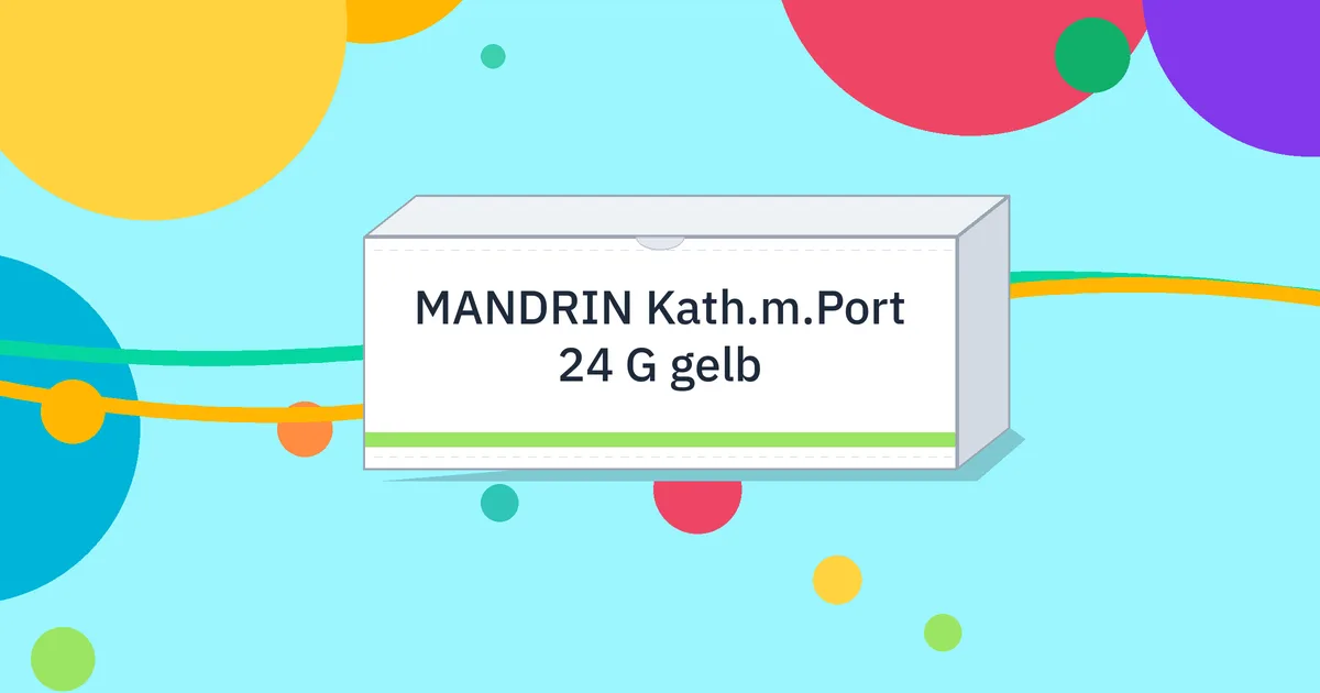 Symbolbild: Packung mit der Aufschrift MANDRIN Kath.m.Port 24 G gelb (PZN 01181127) – Verfügbarkeit und Bezug in Apotheken in Frankfurt am Main