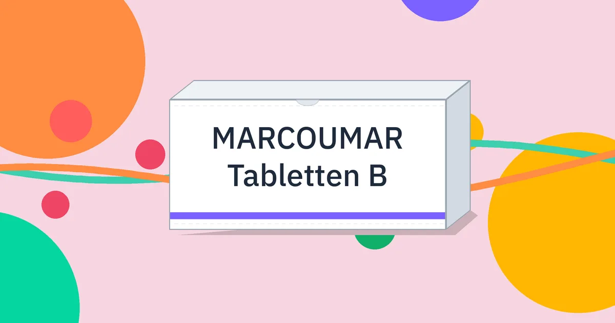 Symbolbild: Packung mit der Aufschrift MARCOUMAR Tabletten B (PZN 03352194) – Verfügbarkeit und Bezug in Apotheken in Frankfurt am Main
