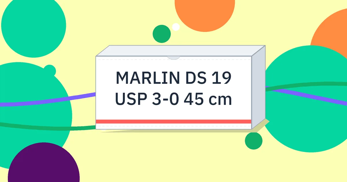 Symbolbild: Packung mit der Aufschrift MARLIN DS 19 USP 3-0 45 cm (PZN 07327744) – Verfügbarkeit und Bezug in Apotheken in Frankfurt am Main