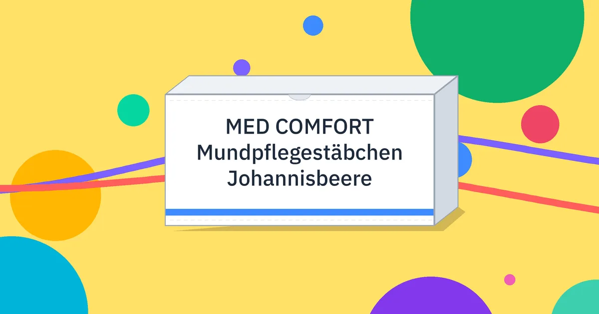Symbolbild: Packung mit der Aufschrift MED COMFORT Mundpflegestäbchen Johannisbeere (PZN 12387926) – Verfügbarkeit und Bezug in Apotheken in Frankfurt am Main
