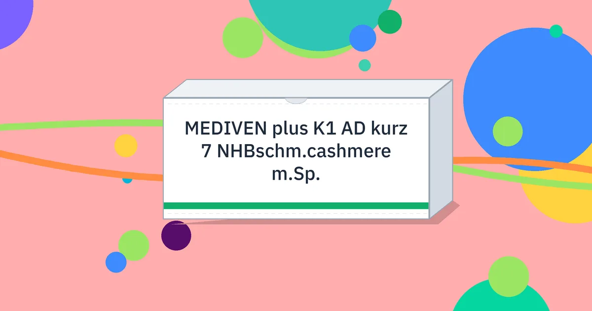 Symbolbild: Packung mit der Aufschrift MEDIVEN plus K1 AD kurz 7 NHBschm.cashmere m.Sp. (PZN 15899041) – Verfügbarkeit und Bezug in Apotheken in Frankfurt am Main