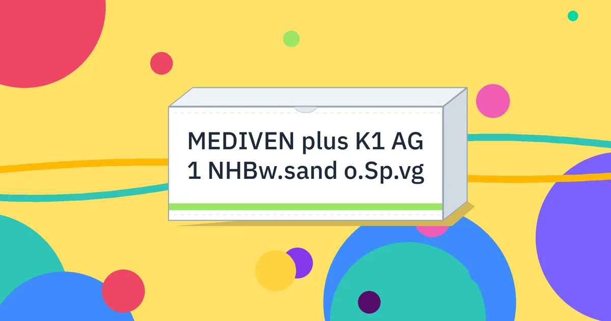 Symbolbild: Packung mit der Aufschrift MEDIVEN plus K1 AG 1 NHBw.sand o.Sp.vg (PZN 18939522) – Verfügbarkeit und Bezug in Apotheken in Frankfurt am Main