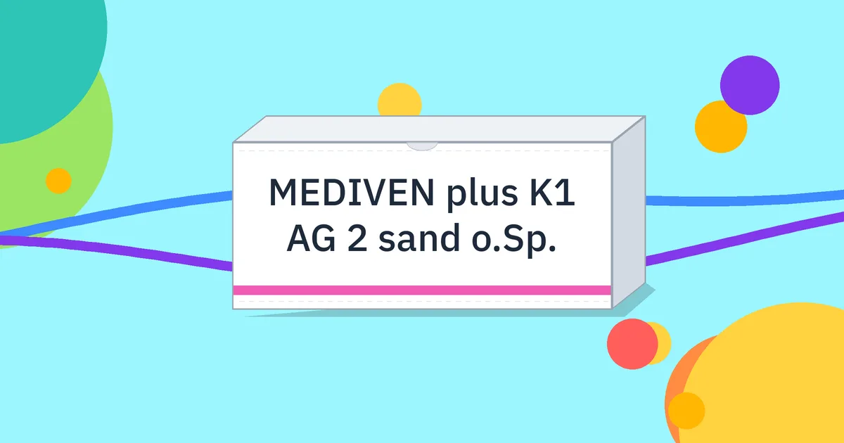 Symbolbild: Packung mit der Aufschrift MEDIVEN plus K1 AG 2 sand o.Sp. (PZN 18937842) – Verfügbarkeit und Bezug in Apotheken in Frankfurt am Main