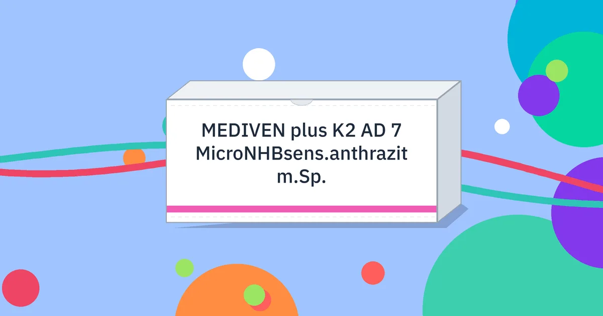Symbolbild: Packung mit der Aufschrift MEDIVEN plus K2 AD 7 MicroNHBsens.anthrazit m.Sp. (PZN 15932212) – Verfügbarkeit und Bezug in Apotheken in Frankfurt am Main