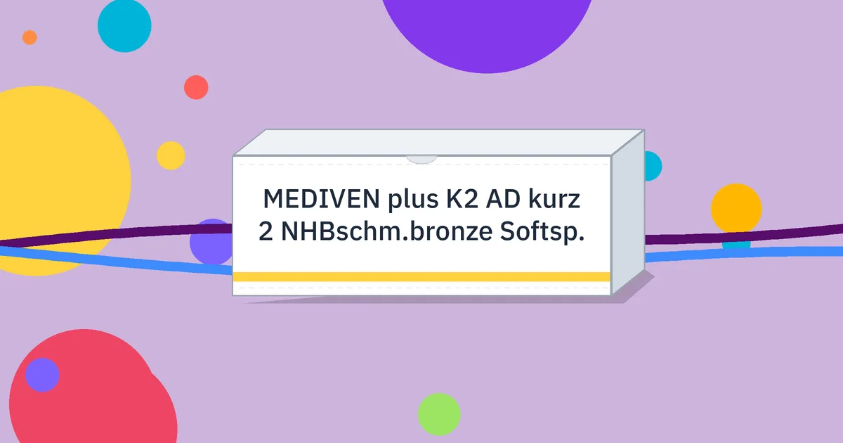 Symbolbild: Packung mit der Aufschrift MEDIVEN plus K2 AD kurz 2 NHBschm.bronze Softsp. (PZN 15927004) – Verfügbarkeit und Bezug in Apotheken in Frankfurt am Main