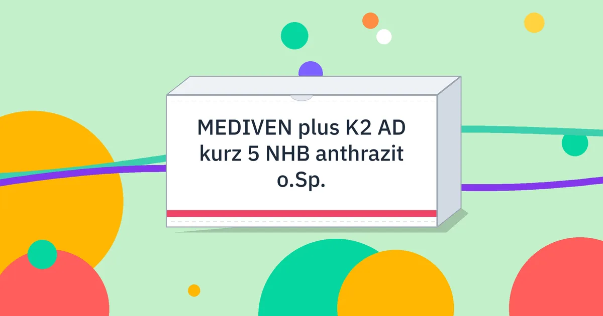 Symbolbild: Packung mit der Aufschrift MEDIVEN plus K2 AD kurz 5 NHB anthrazit o.Sp. (PZN 15924684) – Verfügbarkeit und Bezug in Apotheken in Frankfurt am Main