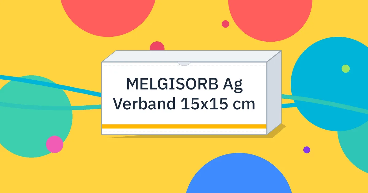 Symbolbild: Packung mit der Aufschrift MELGISORB Ag Verband 15x15 cm (PZN 10263870) – Verfügbarkeit und Bezug in Apotheken in Frankfurt am Main