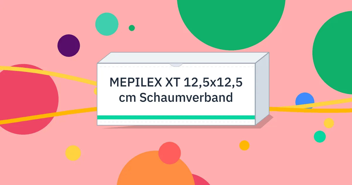 Symbolbild: Packung mit der Aufschrift MEPILEX XT 12,5x12,5 cm Schaumverband (PZN 17311968) – Verfügbarkeit und Bezug in Apotheken in Frankfurt am Main
