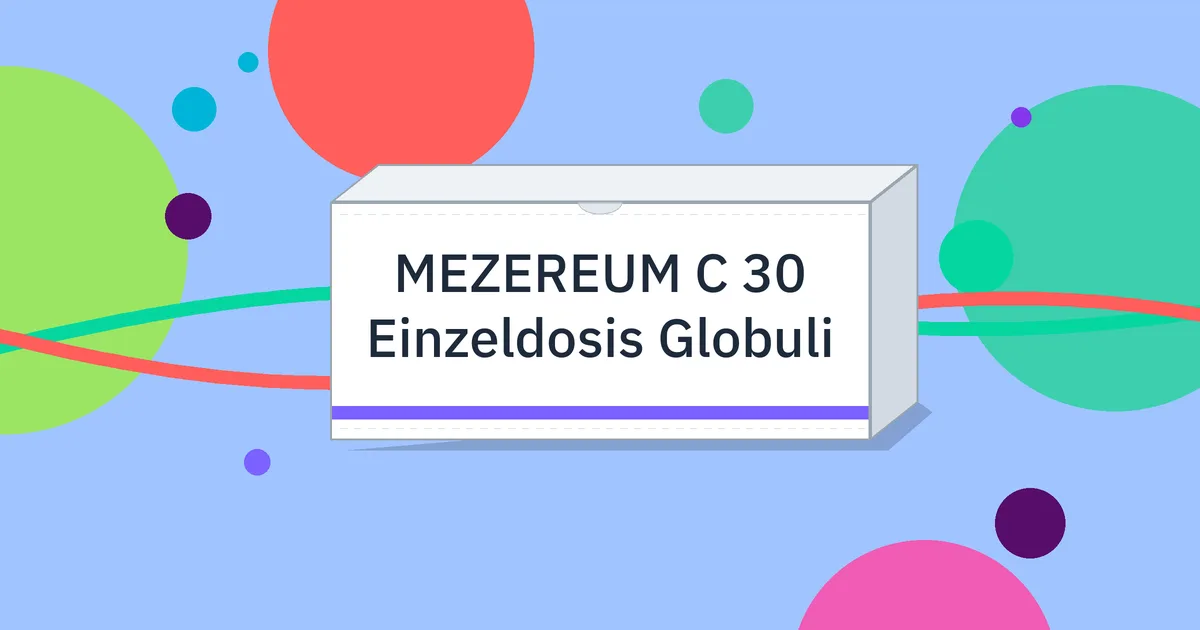 Symbolbild: Packung mit der Aufschrift MEZEREUM C 30 Einzeldosis Globuli (PZN 01543458) – Verfügbarkeit und Bezug in Apotheken in Frankfurt am Main