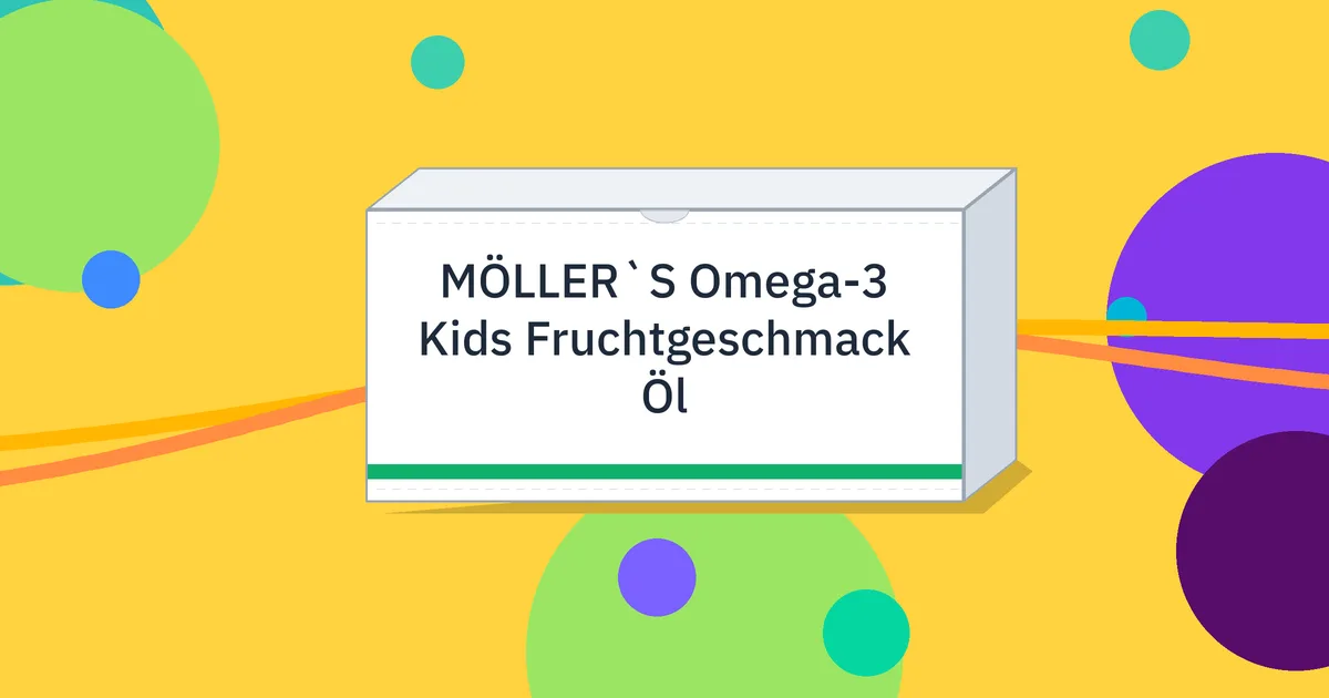 Symbolbild: Packung mit der Aufschrift MÖLLER`S Omega-3 Kids Fruchtgeschmack Öl (PZN 15638429) – Verfügbarkeit und Bezug in Apotheken in Frankfurt am Main