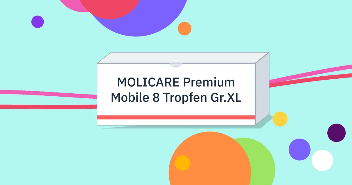 Symbolbild: Packung mit der Aufschrift MOLICARE Premium Mobile 8 Tropfen Gr.XL (PZN 13476968) – Verfügbarkeit und Bezug in Apotheken in Frankfurt am Main