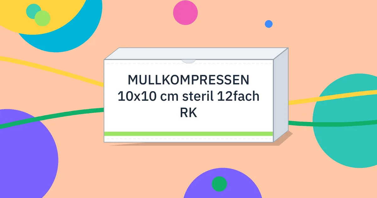 Symbolbild: Packung mit der Aufschrift MULLKOMPRESSEN 10x10 cm steril 12fach RK (PZN 09213938) – Verfügbarkeit und Bezug in Apotheken in Frankfurt am Main