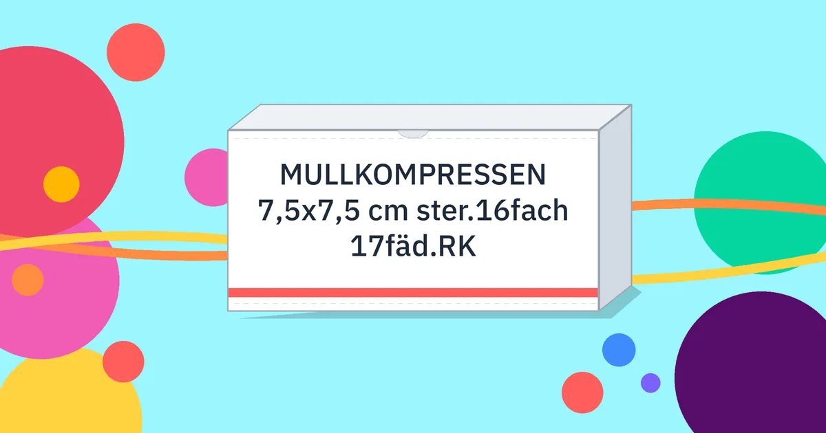 Symbolbild: Packung mit der Aufschrift MULLKOMPRESSEN 7,5x7,5 cm ster.16fach 17fäd.RK (PZN 06931099) – Verfügbarkeit und Bezug in Apotheken in Frankfurt am Main